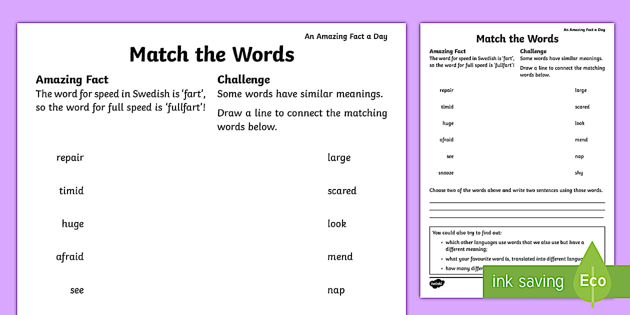 Editable Match the Words Worksheet (teacher made) - Twinkl