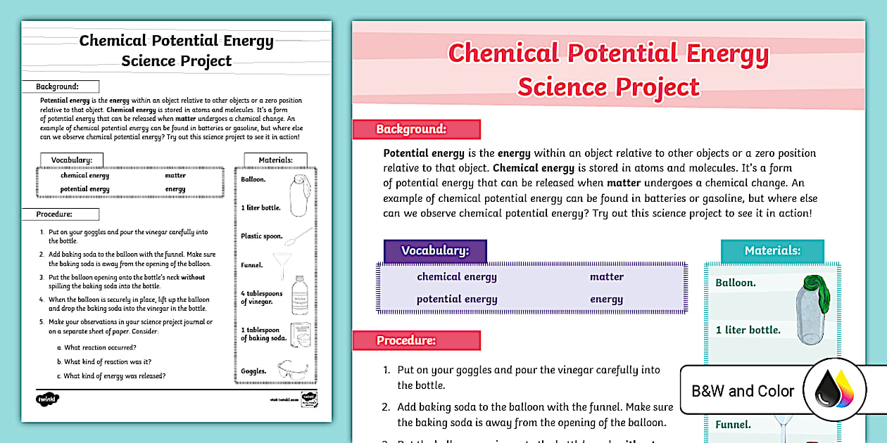 Chemical Energy Science Projects for 5th Grade | Twinkl USA