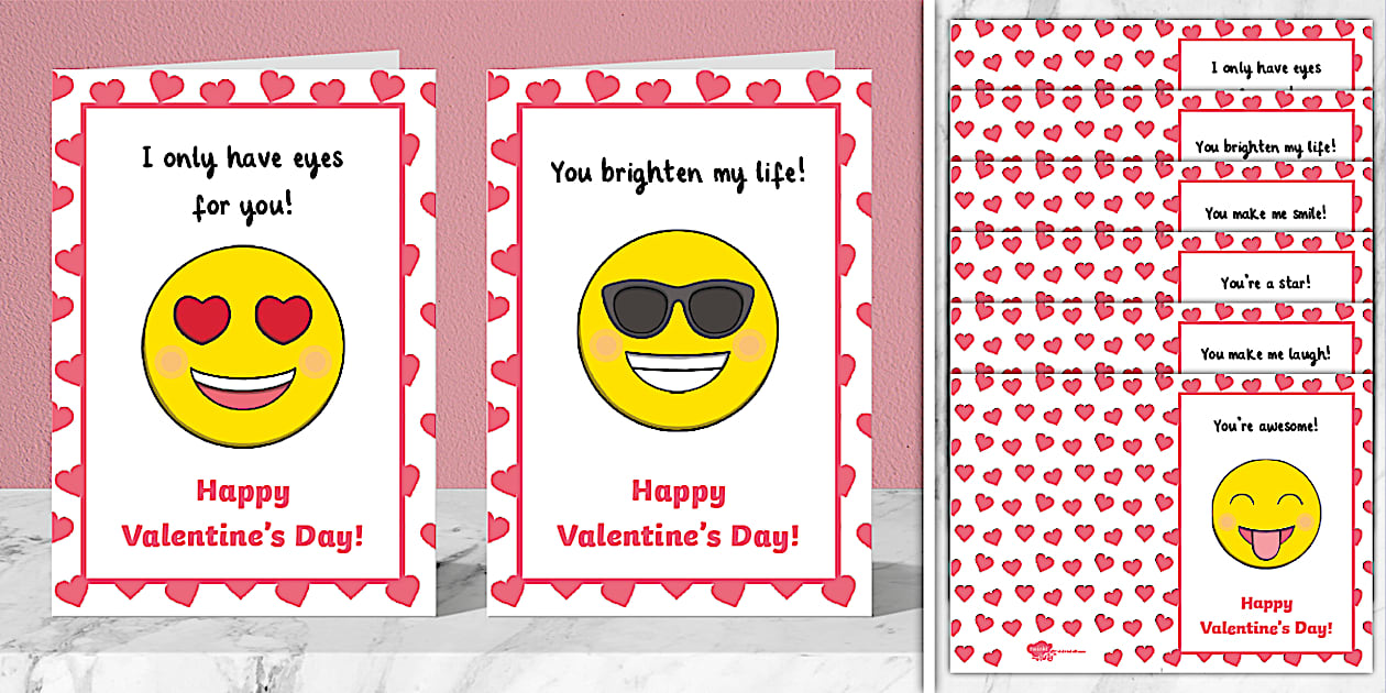 😊 Emoji Valentine's Day Cards | Twinkl Party - Twinkl