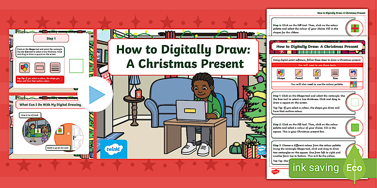 How to Digitally Draw: A Christmas Present (teacher made)