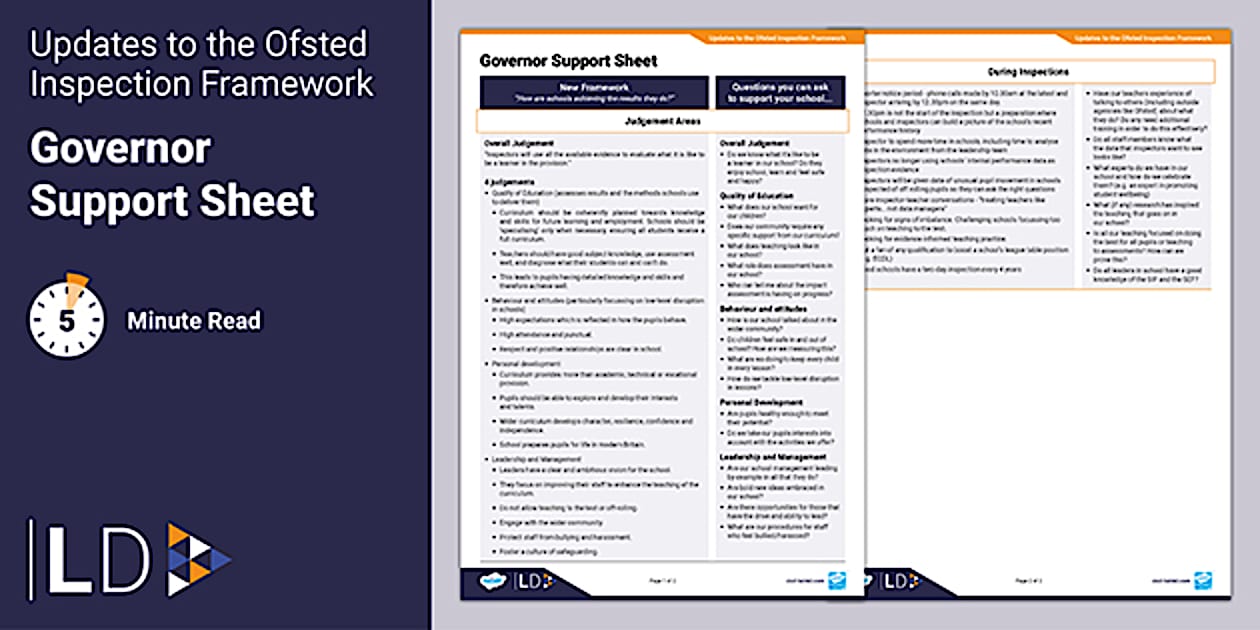 Ofsted Update Inspections Governors Information - Twinkl