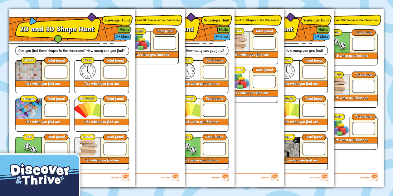 2D and 3D Shapes in the Classroom Maths Trail (differentiated)