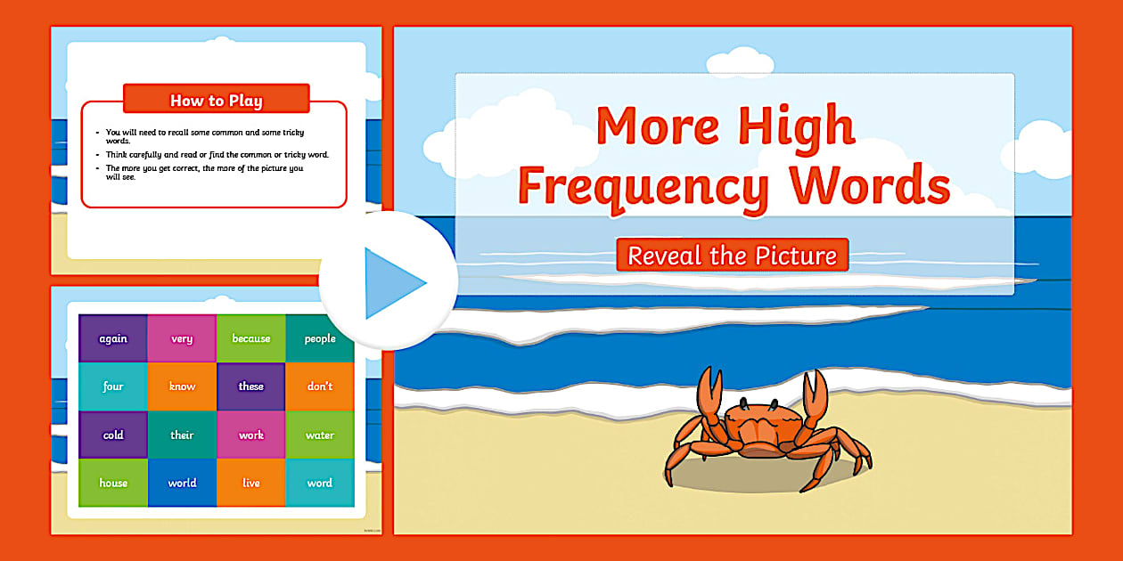 More High Frequency Words Summer Reveal the Picture - Twinkl