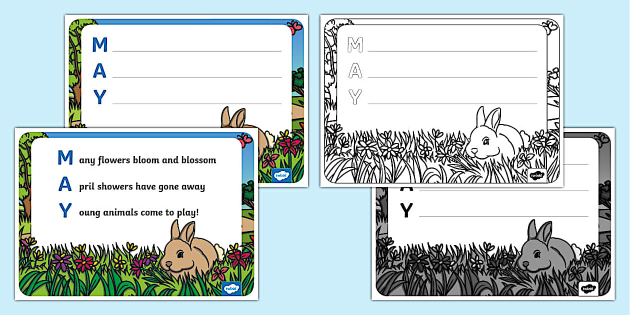 May Acrostic Poem Template - Twinkl Acrostic (teacher made)