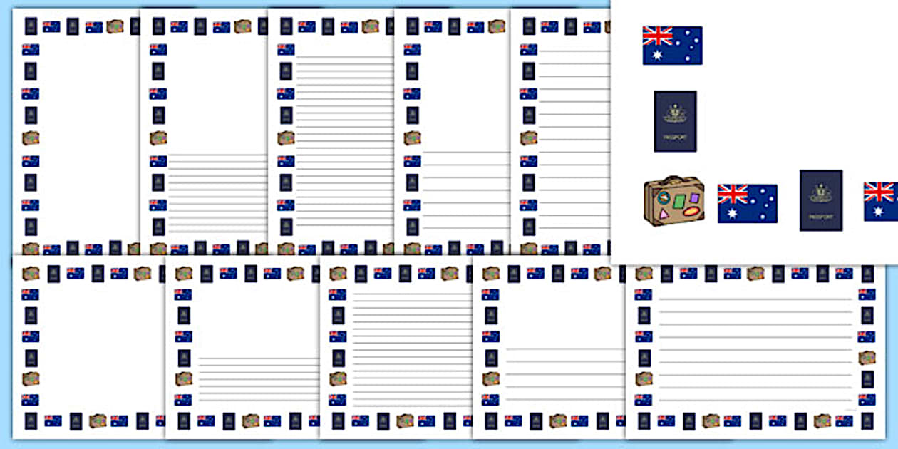 Editable Australian Themed Page Borders (professor feito)