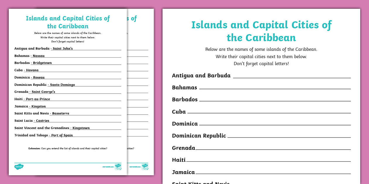 Caribbean Islands and their Capital Cities