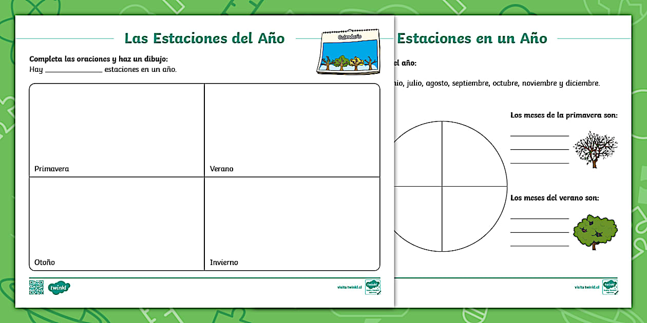 Guía de Trabajo: Las Estaciones y Meses del Año - Twinkl