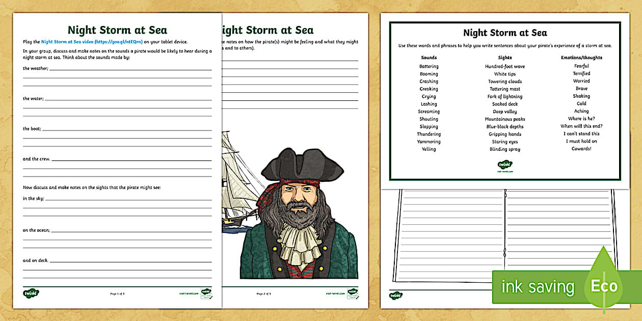 Descriptive Writing About a Storm at Sea Activity Pack