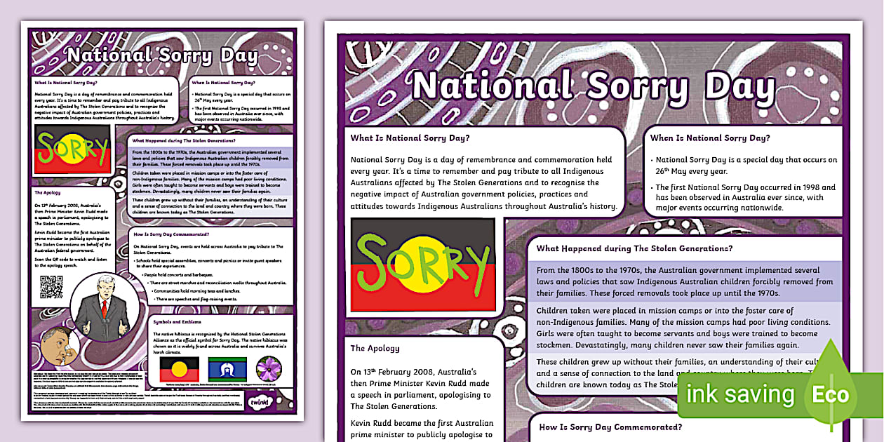 National Sorry Day Infographic Poster