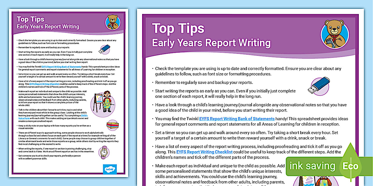 EYFS Report Writing Top Tips (New EYFS 2021) (teacher made)