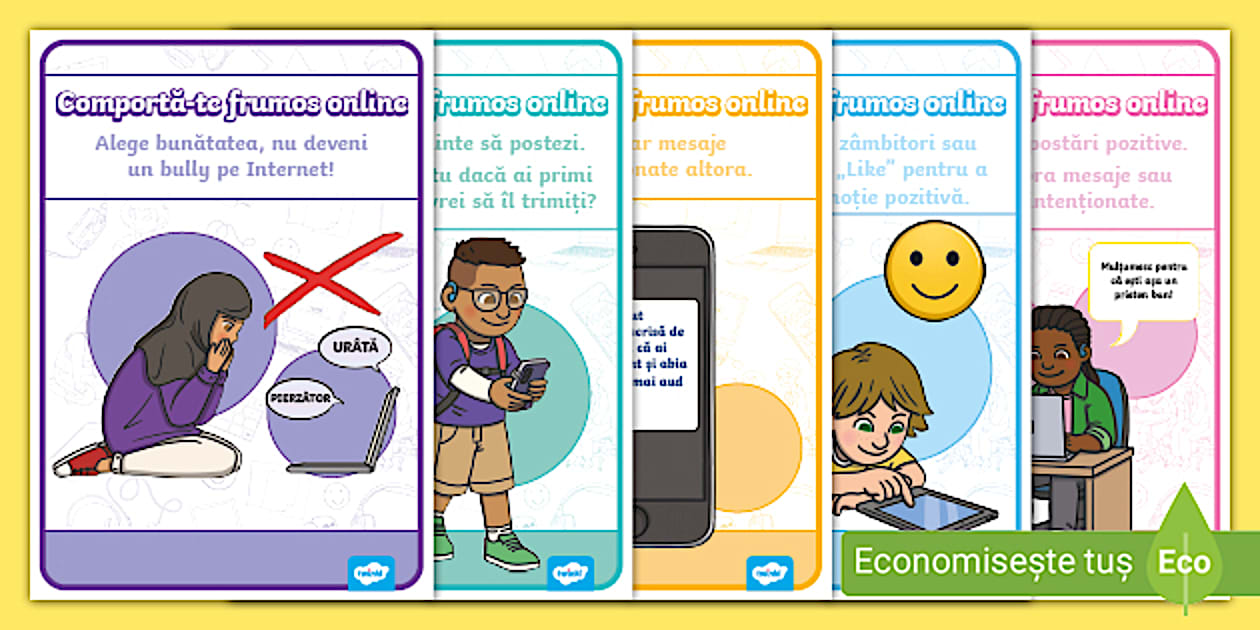 Reguli de siguranță pe internet pentru copii - Planșe Twinkl