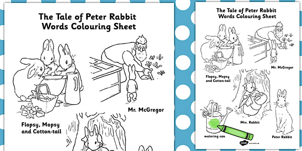 Lower Ability The Tale of Peter Rabbit Words Colouring Sheet