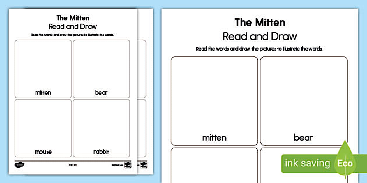 The Mitten Story Read and Draw Worksheet - Twinkl