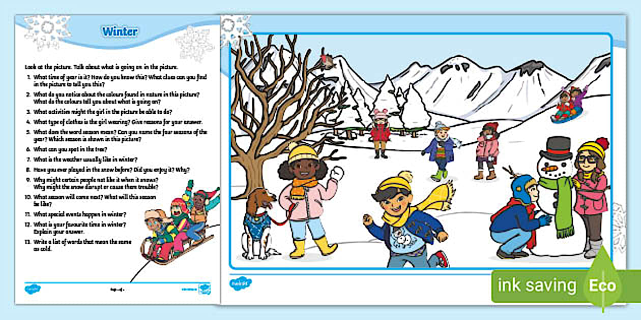 Winter Oral Language Worksheet / Worksheet - Twinkl