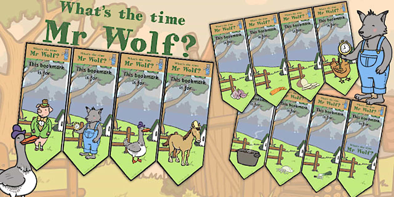 Editable Bookmarks to Support Teaching on What's The Time, Mr Wolf?