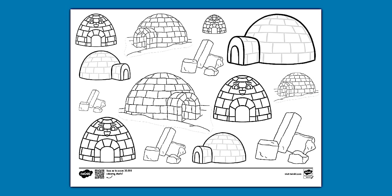 Igloo Doodle Colouring Page (teacher made) - Twinkl
