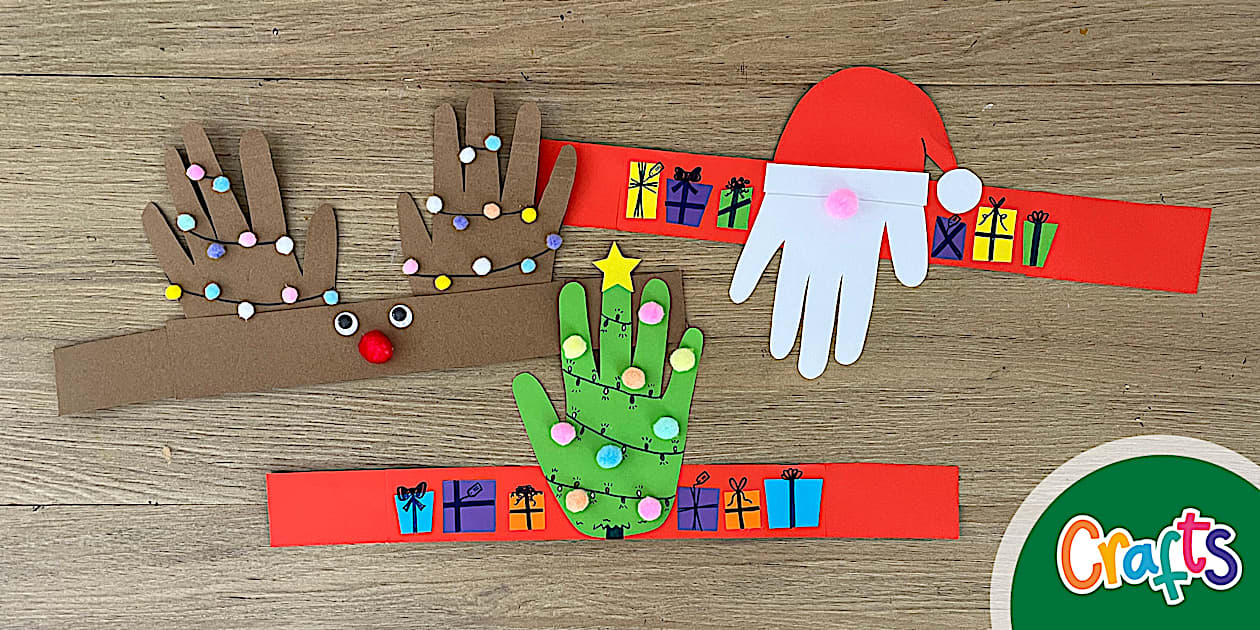 Handprint Christmas Headbands Pack (teacher made) - Twinkl