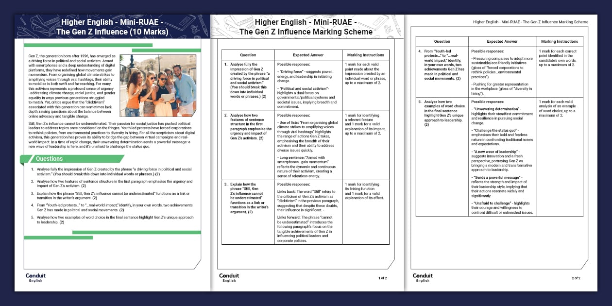 Higher Mini-RUAE: The Gen Z Influence - Twinkl