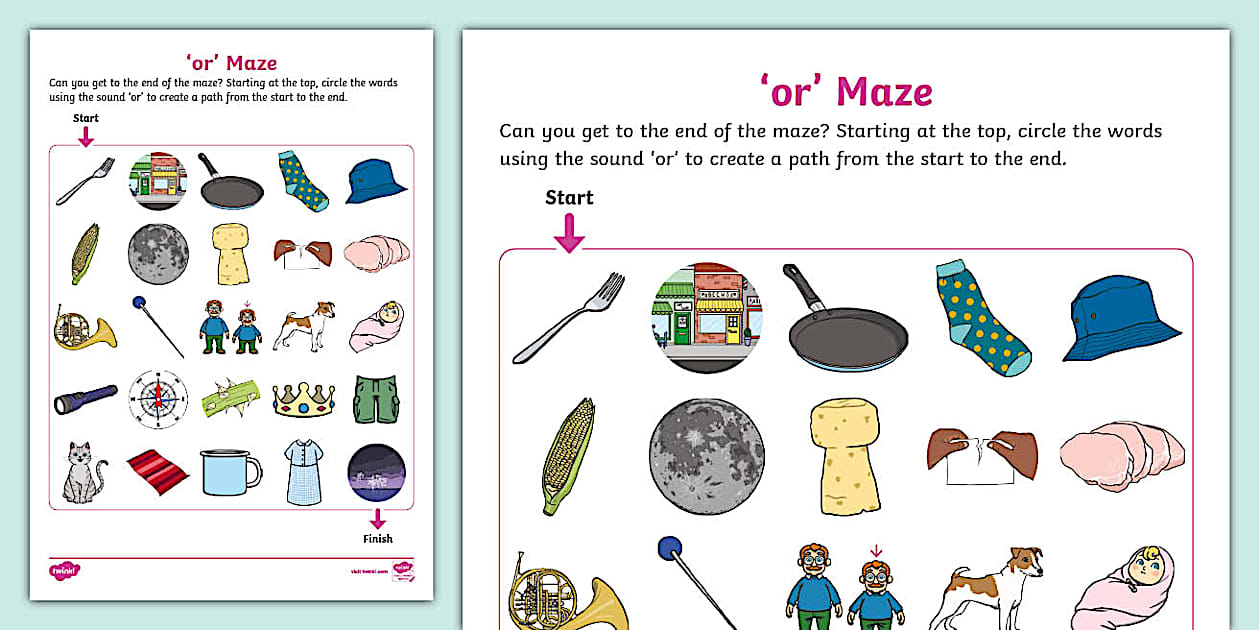 'or' Phonics Maze (Teacher-Made) - Twinkl