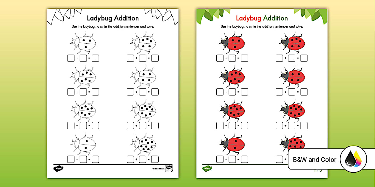 Ladybug Addition Worksheet (teacher made) - Twinkl