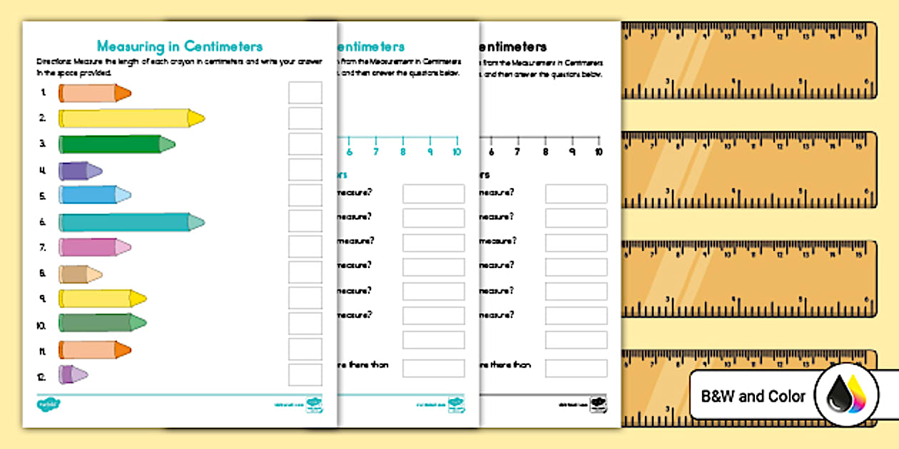 Second Grade Measuring in Centimeters Worksheet - Twinkl