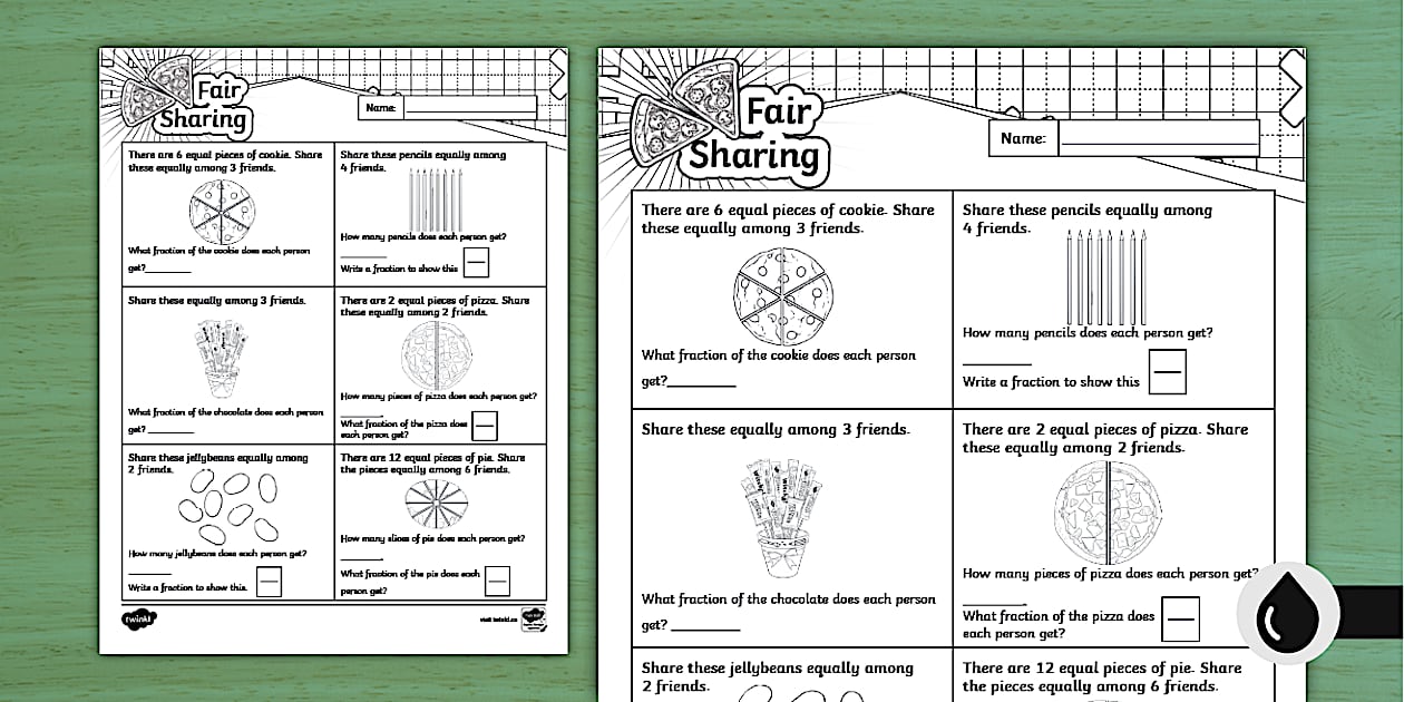 Fair Sharing Activity Sheet (Teacher-Made) - Twinkl