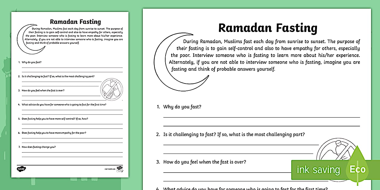 Ramadan Fasting Interview Worksheet (teacher made) - Twinkl