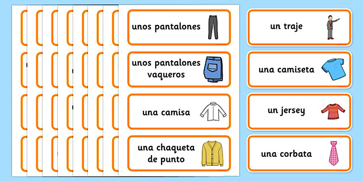 Cursive Clothes Shop Word Cards Spanish - Twinkl