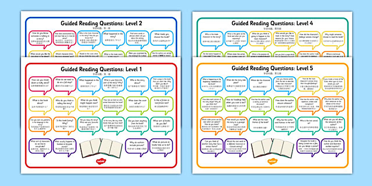 Leveled Guided Reading Questions Mats Chinese Mandarin Translation