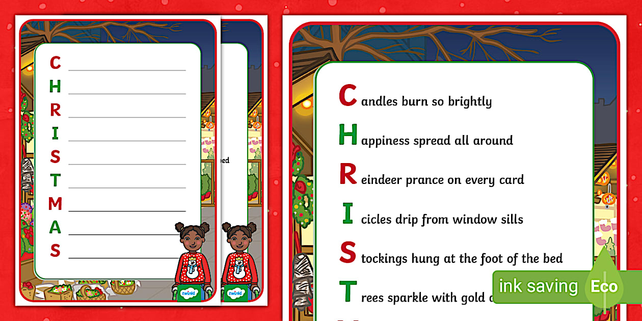 Christmas Acrostic Poem Example (teacher made) - Twinkl