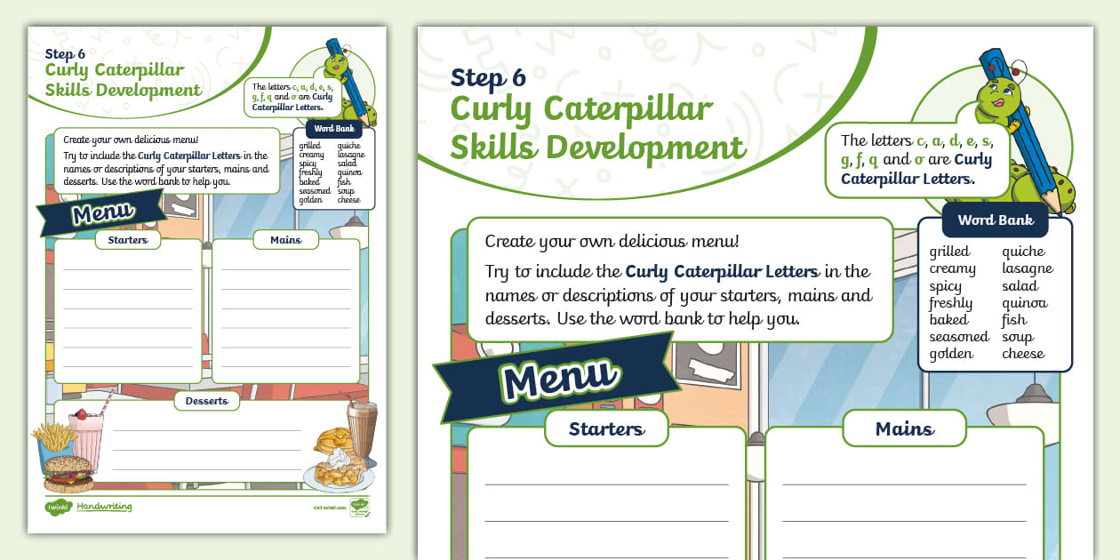 Step 6 Curly Caterpillar Handwriting Skills Development