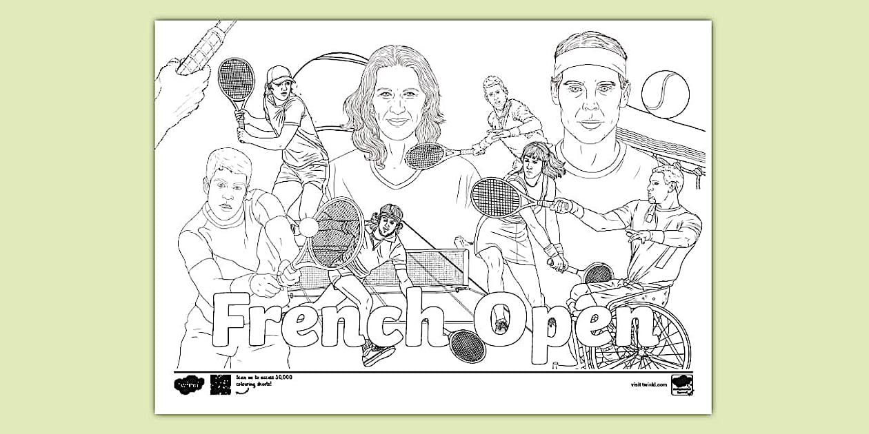 French Open Colouring Page | Sports| Tennis | Twinkl