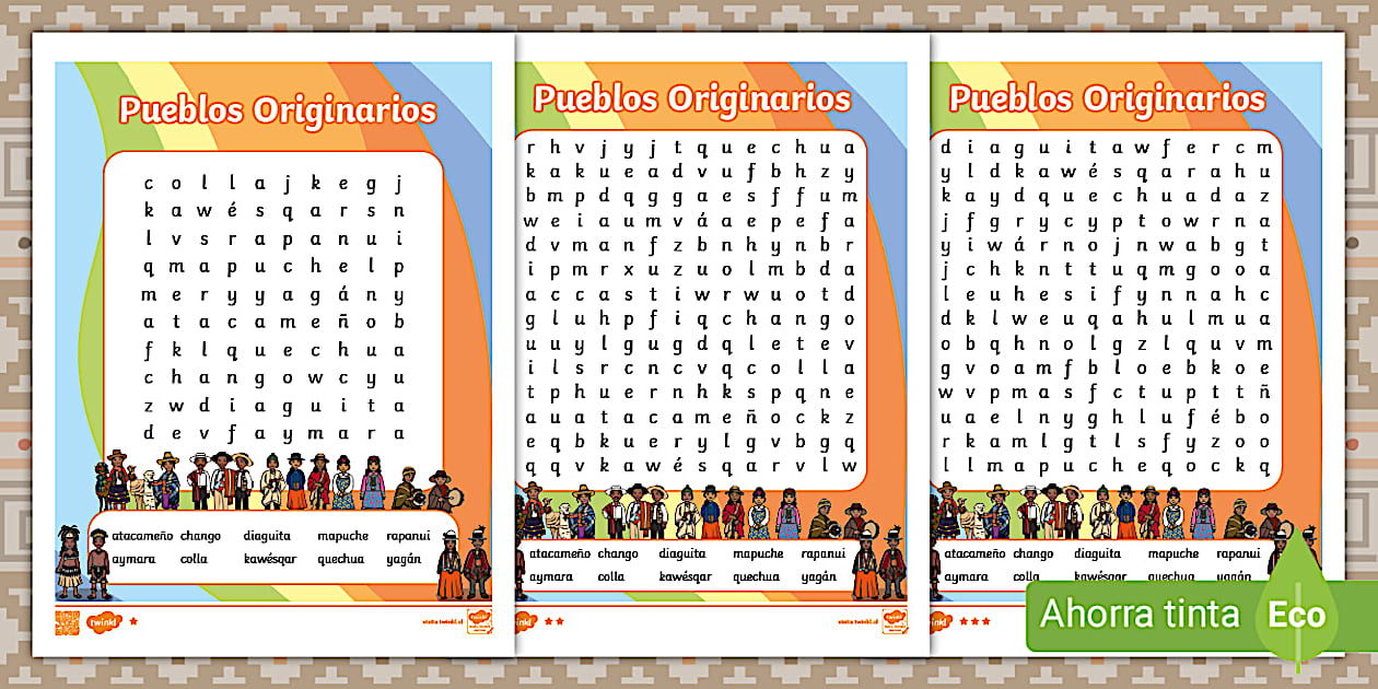 Sopa de letras: Pueblos Originarios - 3 Niveles - Twinkl