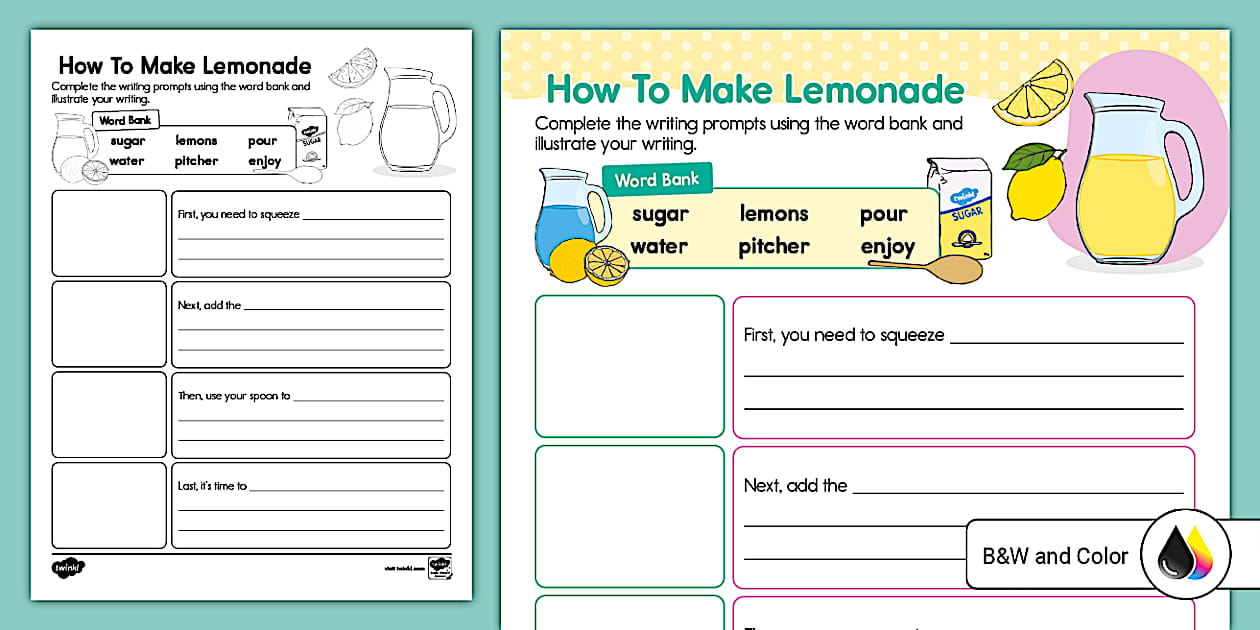 Kindergarten How To Make Lemonade Writing Worksheet - Twinkl