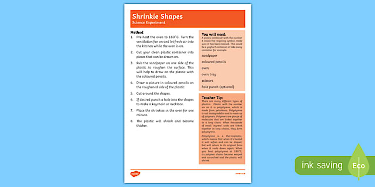 Shrinkie Shapes Science Experiment-Australia (teacher made)