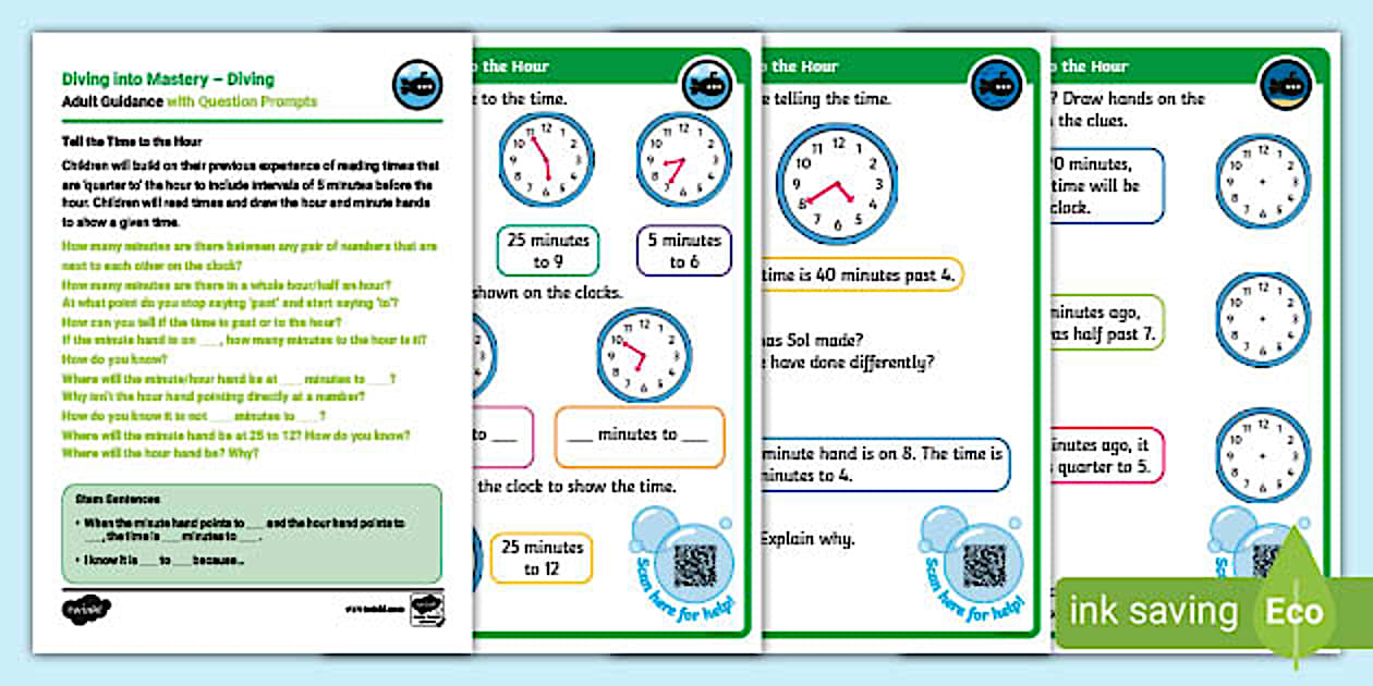 👉 Y2 Diving into Mastery: Step 4 Tell Time to the Hour | KS1