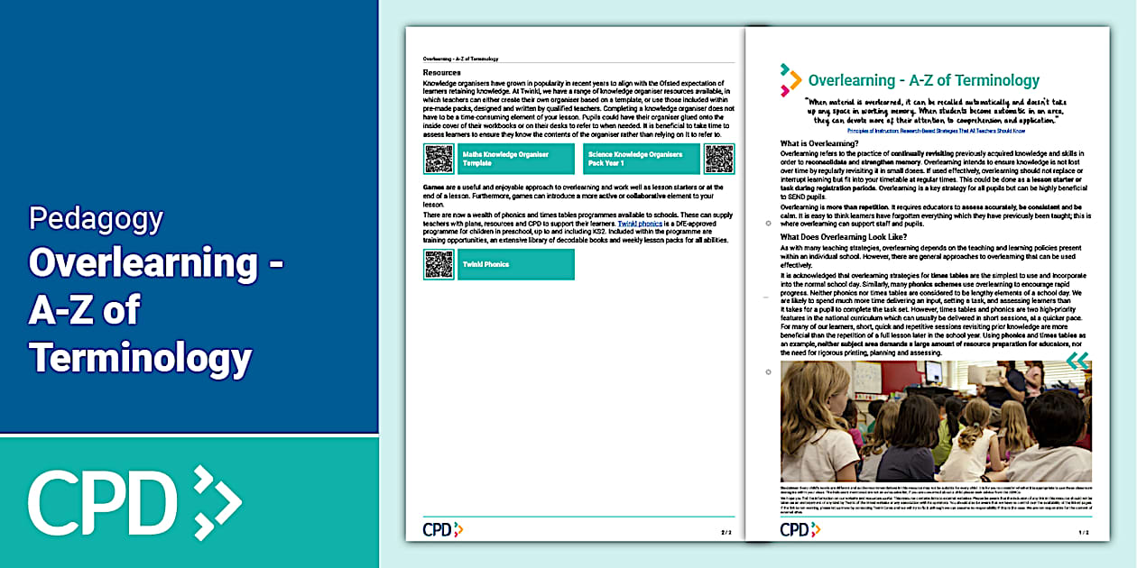 Overlearning - A-Z of Terminology (Teacher-Made) - Twinkl