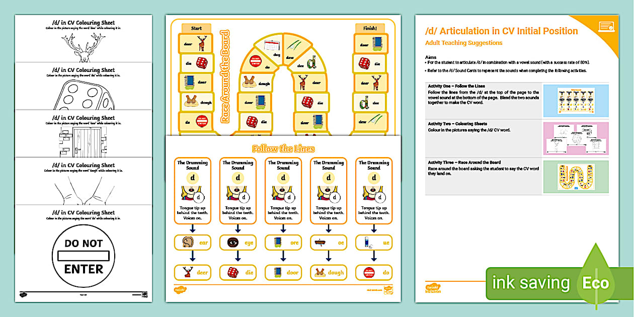 SALT /d/ Articulation in CV Initial Position Activity Pack