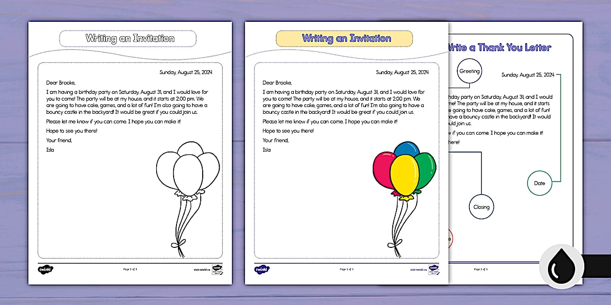 Writing an Invitation Mentor Text and Activity - Twinkl