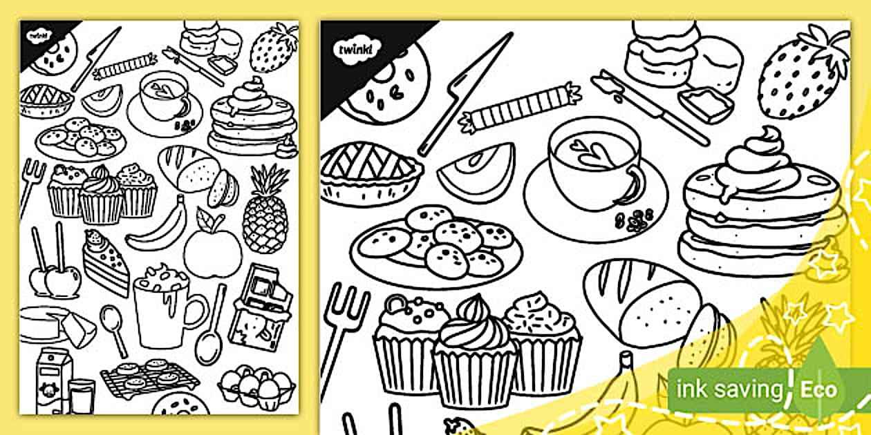 Food Doodles Colouring Page (teacher made) - Twinkl