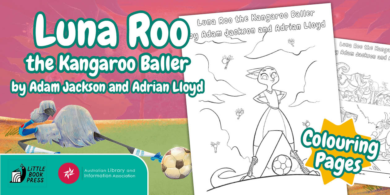 NSS 2026 Colouring Pages for Luna Roo the Kangaroo Baller