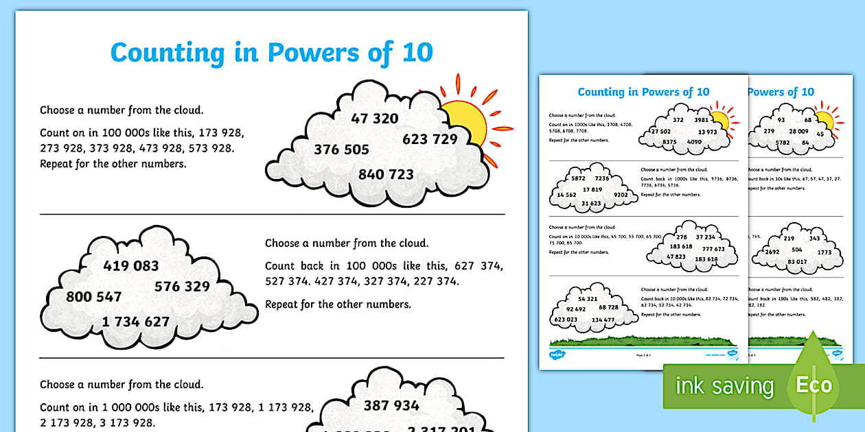 Black and White Counting Forwards and Backwards in Powers of 10 ...