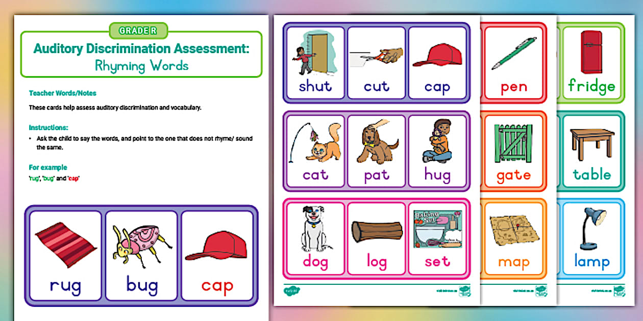 Grade R: Auditory Discrimination Assessment Rhyming Words