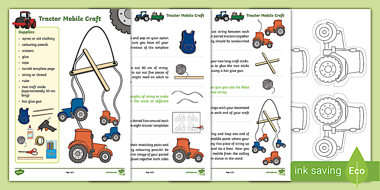 Tractor Mobile Craft (Teacher-Made) - Twinkl