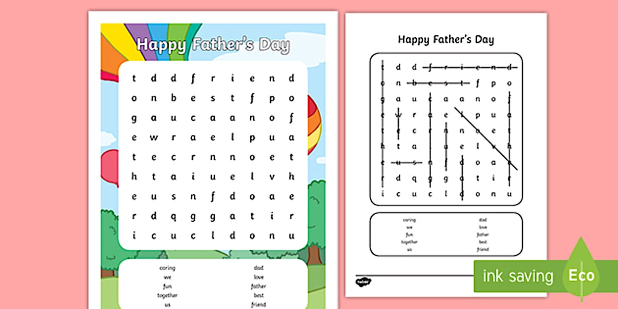 Fathers Day Wordsearch Card (l'enseignant a fait) - Twinkl