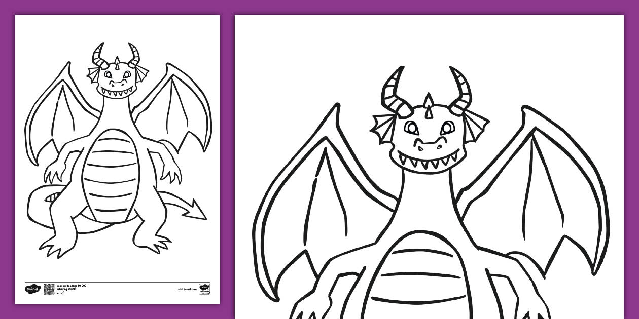 Dragon Colouring Page | Dragon to Colour In Art Activity