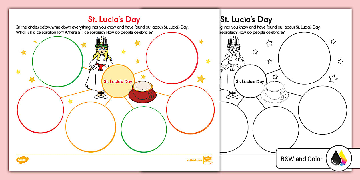 St. Lucia's Day Mind Map for K-2nd Grade (teacher made)