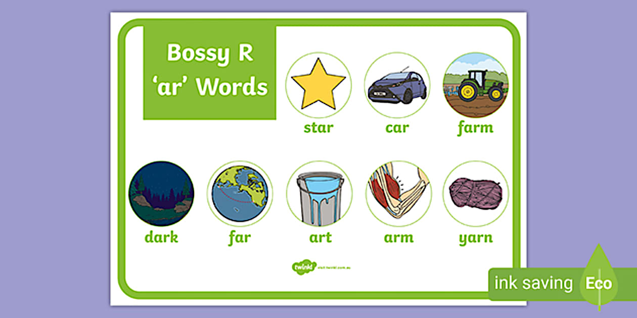 Bossy R - 'ar' Words Display Poster (teacher made) - Twinkl