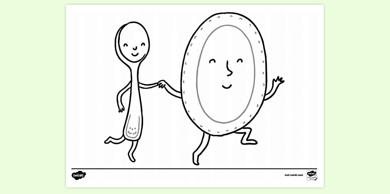 Dish and the Spoon Colouring Sheet | Colouring Sheets