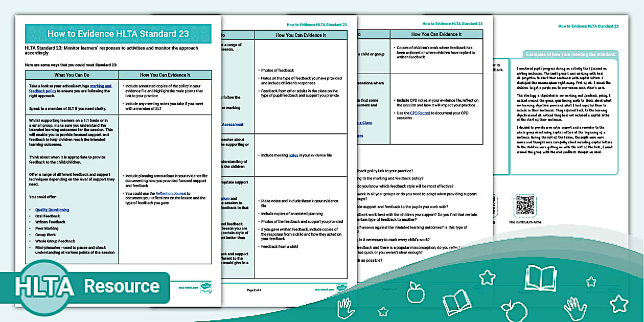 How to Evidence HLTA Standard 21 (teacher made) - Twinkl